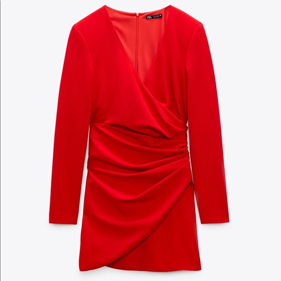 Zara | Dresses | Zara Red Draped Dress | Poshmark